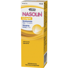 NASOLIN 0,5 mg/ml 10 ml nenäsumute, liuos säilytysaineeton